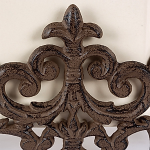 14-Inch Tall Provencial Cream Canister with Brown Metal Scrolled Base