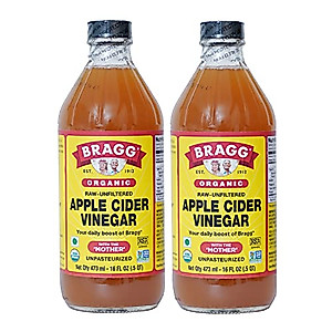 Bragg Organic Apple Cider Vinegar With the Mother– USDA Certified Organic – Raw, Unfiltered All Natural Ingredients, 16 ounce, 2 Pack