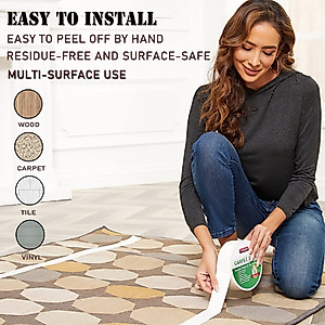 YYXLIFE Double Sided Carpet Tape for Area Rugs Carpet Adhesive Removable Multi-Purpose Rug Tape Cloth for Hardwood Floors, Carpets Heavy Duty Sticky Tape, 2 Inch x 10 Yards, White