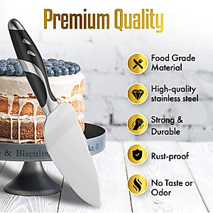 LUSHIG Wedding Cake Knife and Server Set, Stainless Steel Cake Serving Set with Non Slip Swirl Grip, One Piece Construction Cake Cutter Slicer And Server Spatula For Weddings, Anniversaries, Birthday