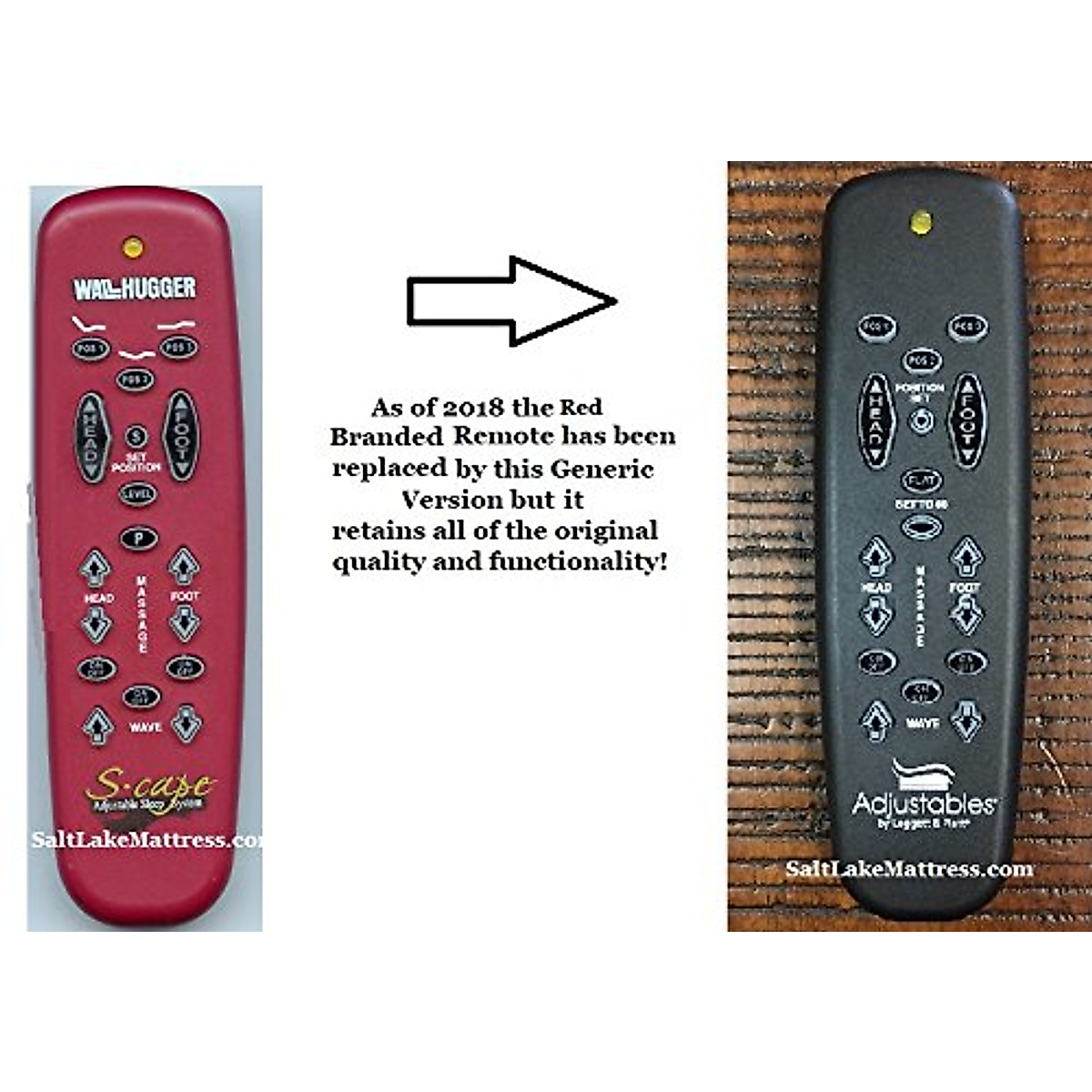 Wallhugger Scape (New 2019 All Black Version) Leggett and Platt Replacement Remote for Adjustable Bed