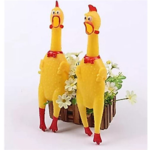 HomeNite 4 Pack Large Screaming Chicken Toy Big Rubber Squawking Chicken 12 inch