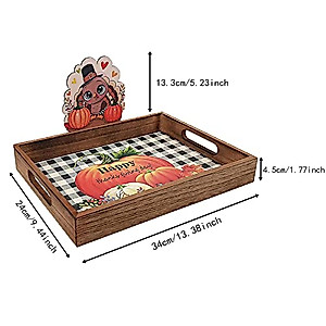 Thanksgiving Serving Tray with Handles (13 Inches)–Thanksgiving Decorative Service Tray,Which can Hold Pumpkin Pieand Drinks,is A Combination Plate for Breakfast in Bed,Lunch, Dinner,Patio,Party