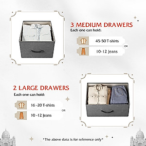 WLIVE Dresser TV Stand, Entertainment Center with Fabric Drawers, Media Console Table with Open Shelves for TV up to 45 inch, Storage Drawer Unit for Bedroom, Living Room, Entryway, Dark Grey