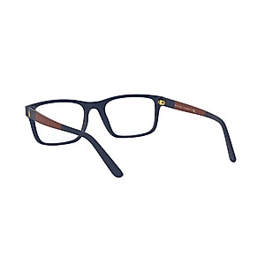 Polo Ralph Lauren Men's PH2212 Rectangular Prescription Eyewear Frames, Matte Navy Blue/Demo Lens, 55 mm