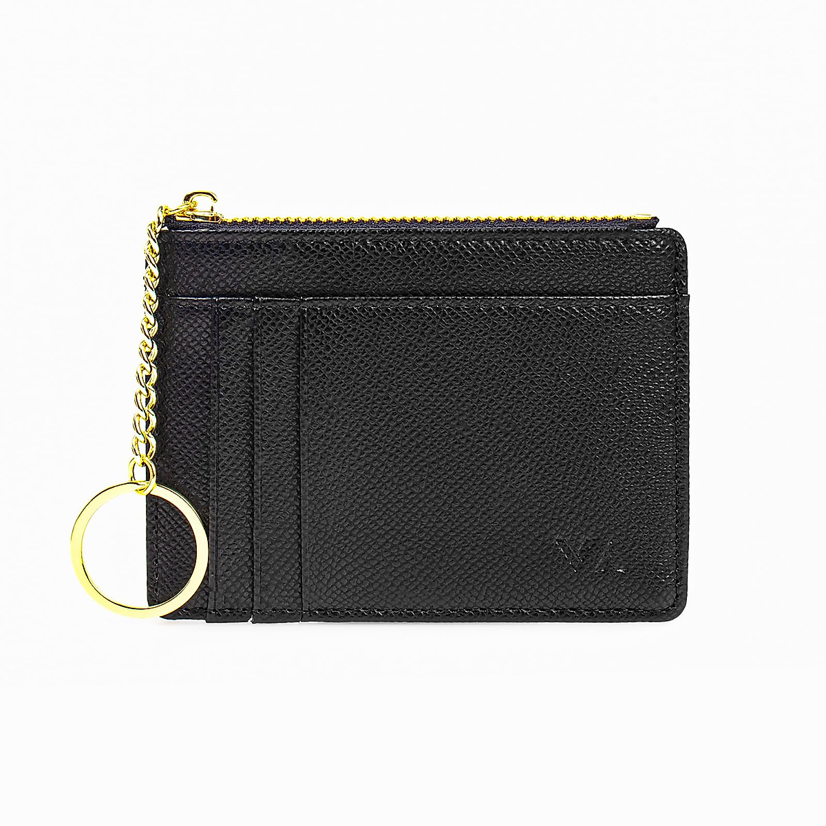 Small Card Wallet for Women Slim Rfid Front Pocket Card Cases Holder Zipper Coin Purse (A-Lichee Leather-Yellow)