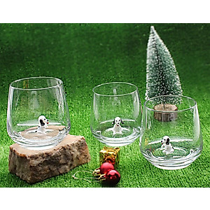 HeguSun Drinking Glass With Figurine Inside, Handmade Murano Glass Figures inside Stemless Glass for Wine, Cold Drinks and Beverages, 12 oz (Dalmatian)