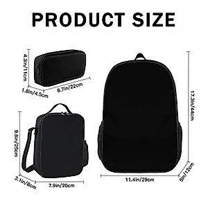 HQEWNLI 3Pcs Backpack 3D Printing Travel Daypack with Lunch Bag Pencil Case Travel Shoulder Backpack Set Fans Gifts