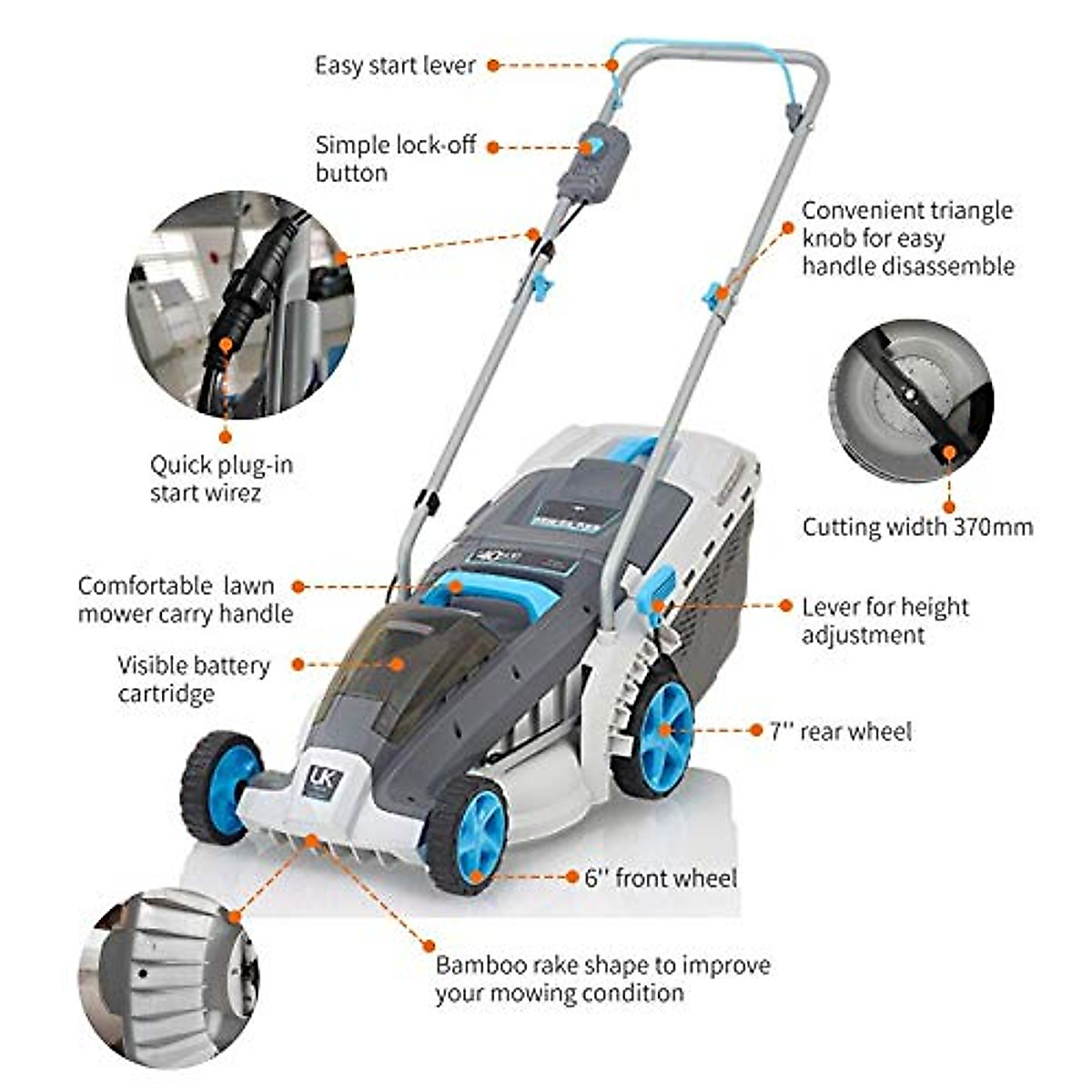 18-Inch Brushless Cordless Lawn Mower, 40-Volt Lithium-Ion Battery Lawn Mower, 5 Adjustable Heights(1"-3") & 2 in 1 Collect or Mulch Mower Without Battery and Charger