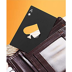 Famgee Wine Bottle Opener Stainless Steel Credit Card Size Casino Beer Bottle Opener Cap Opener for Your Wallet Wedding Party Groomsmen Bridesmaid Gifts 6 Pcs (Black)