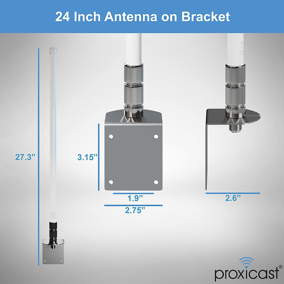 Proxicast 10 dBi High Gain 4G / LTE, 5G Wideband Fixed Mount Fiberglass Outdoor Omnidirectional Antenna for Verizon, AT&T, T-Mobile & Other Cellular Networks or WiFi Router/Access Points (ANT-127-002)