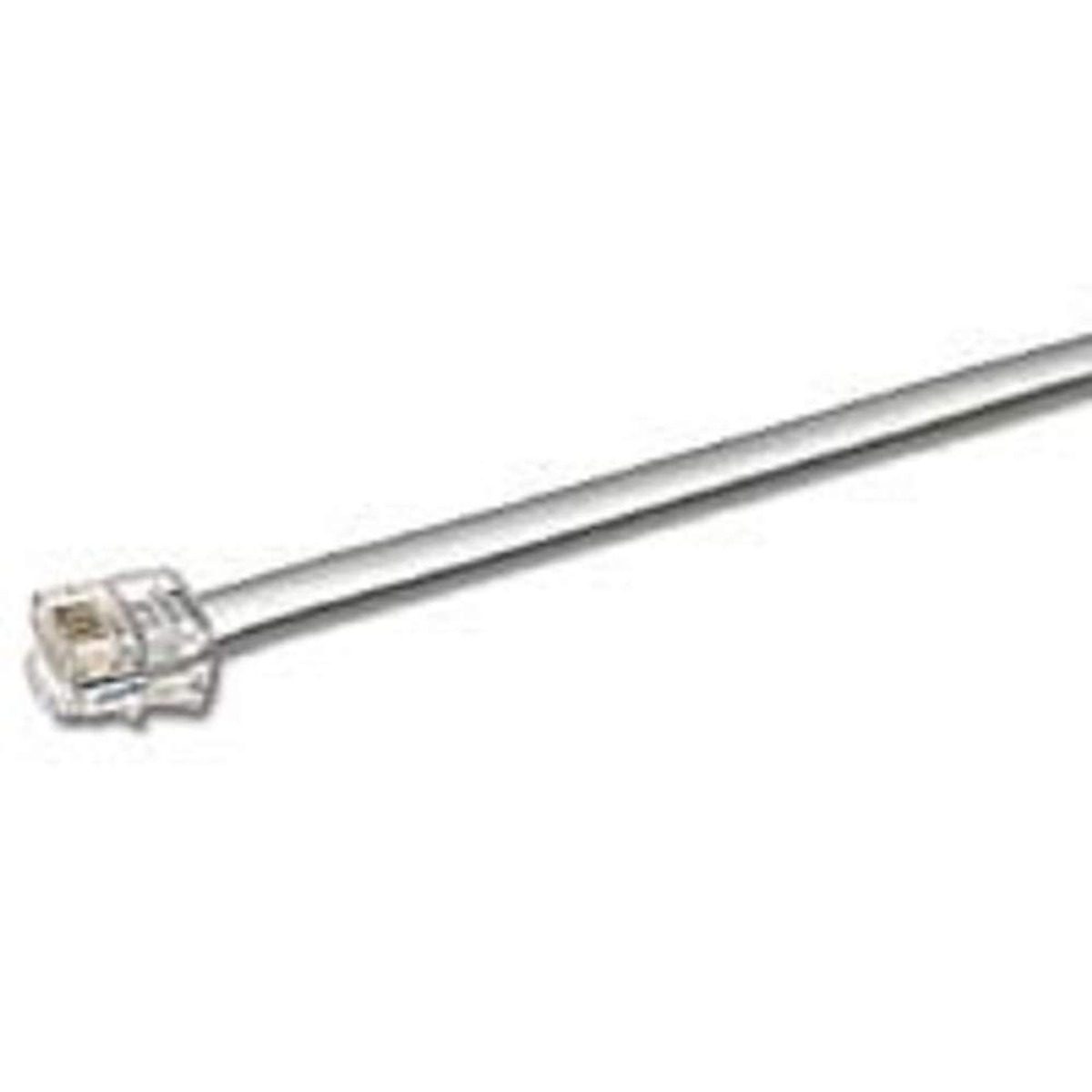 C2G 08115 RJ12 6P6C Straight Modular Cable, Telephone Cable, 50 Feet (15.24 Meters), Silver