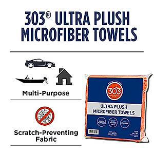 303 Premium Microfiber Towels - Automotive Detailing - Ultra Plush - Super Absorbent - Edgeless Design - Scratch Free - Multi-Purpose, 30901 (3 Count)