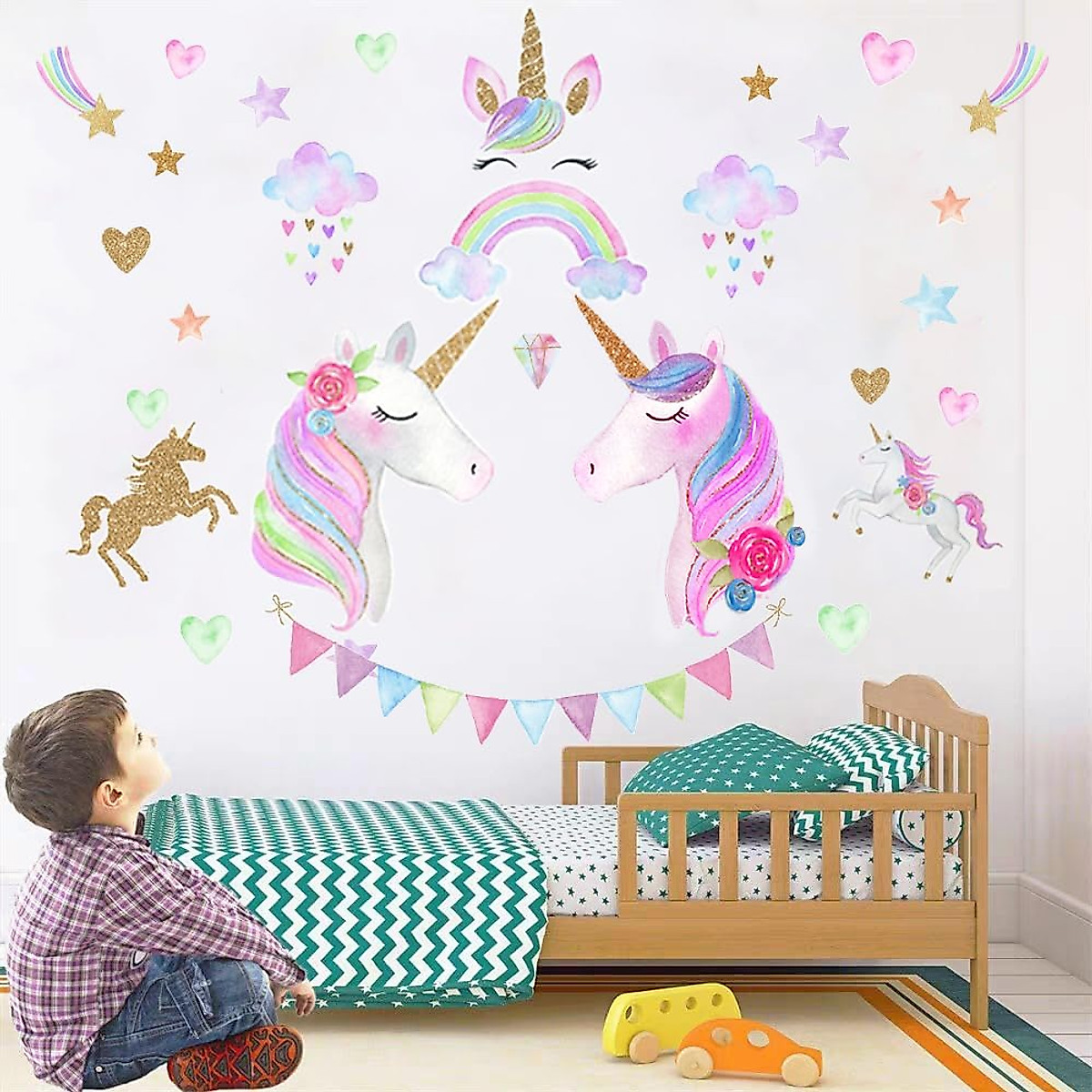 Unicorn Wall Decal, Unicorn Stickers Children's Room Princess Decoration Wall Kids Room Wall Decor Pink Wall Decals Unicorn Bedroom Decor for Girls