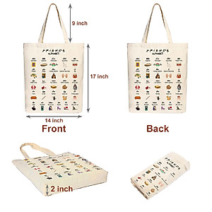 PuGez Friends Alphabet Tote Bag Friends TV Show Merchandise Friends Fans Gifts Kitchen Bag