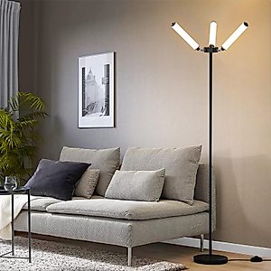 Alldio Torchiere Floor Lamps, Modern Bright Floor Lamp for Living Room, Multi-Head Standing Light with Foot Switch, LED Tall Lamp for Bedroom, Office (Black)