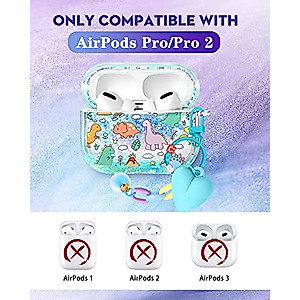 Kokaaee for Airpod Pro & Pro 2 Case Cover Cute Funda Kawaii Women Aesthetic Protector Girls Girly Liquid Glitter Bling Sparkly Design Estuche Keychain Y2K for Apple Airpod Pro 1/2 Cases