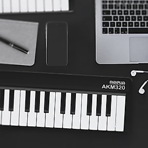 MIDIPLUS AKM320 USB MIDI Keyboard Controller, Black, 32-key