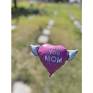 Miss You Mom Heavenly Balloons heart shaped with angel wings (Pink)