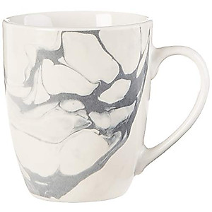 American Atelier Round Dinnerware Sets | White & Gray Kitchen Plates, Bowls, and Mugs | 16 Piece Stoneware Marble Collection 10.5 x 10.5 | Dishwasher & Microwave Safe | Service for 4
