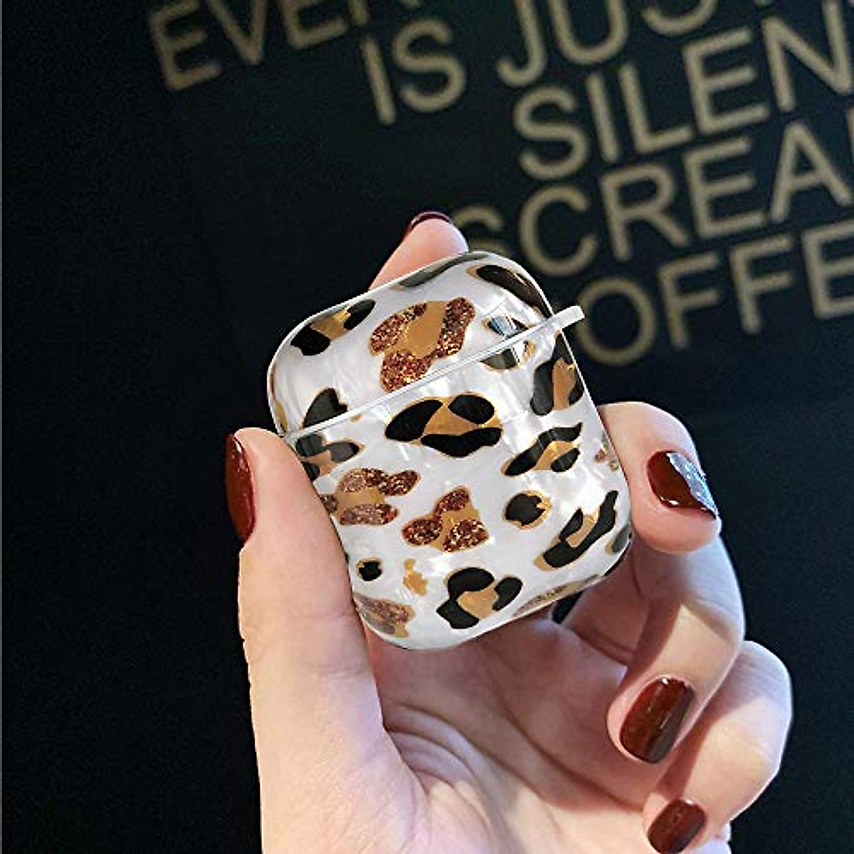 2019 Newest AirPods Case,J.west Luxury Sparkle Bling Leopard Print Cheetah Pattern Translucent Soft TPU Case Cover for Girls Women Shockproof Cover Accessories Kit for AirPods 1st/2nd Charging Case