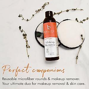 Makeup Remover - USA Made with Natural & Organic Ingredients Face and Eye Make Up Remover, Use with Wipes or Cotton Pads, Gentle Non-Greasy Makeup Remover for Dry, Oily and Sensitive Skin Types