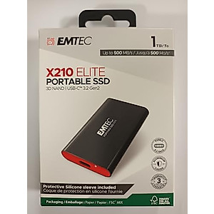 Emtec 1TB X210 Elite SATA III Portable Solid State Drive (SSD) with NAND Technology ECSSD1TX210