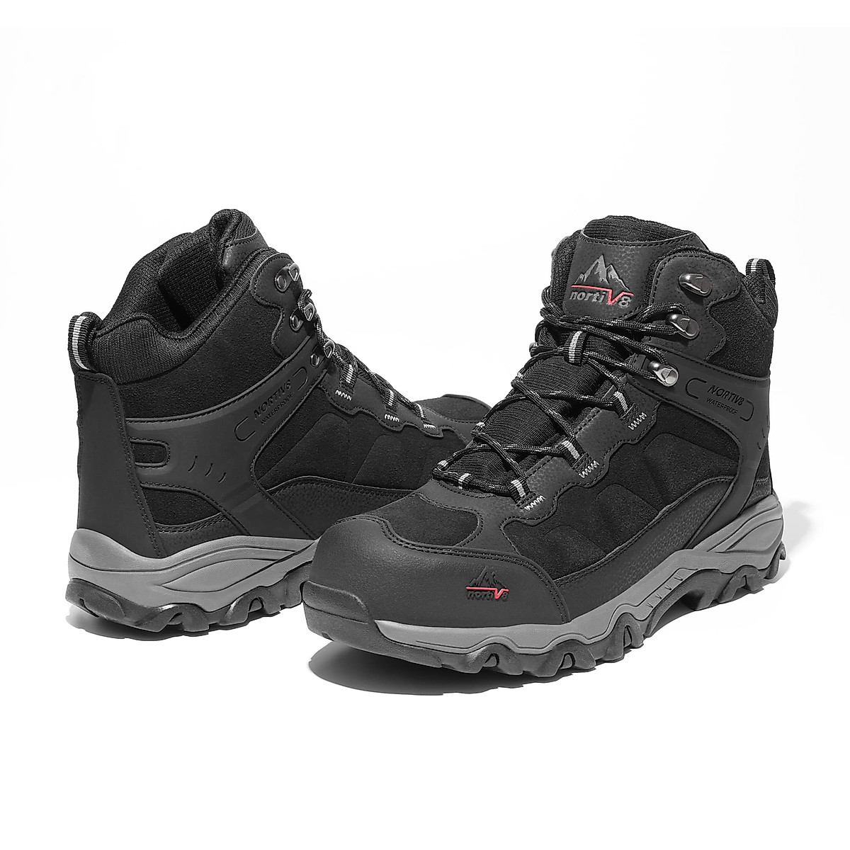 NORTIV 8 Waterproof Steel Toe Boots for Men Slip Resistant Safety Industrial Boots Paladin-Steel,Size 10.5,Black