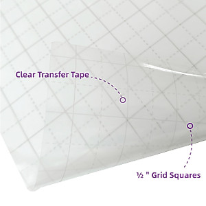 RIZEE Strong Grip Transfer Tape 12x120 Inches w/Alignment Grid for Heavier Adhesive Vinyl - Perfect for Glitter Vinyl, Brushed Vinyl for Decals, Signs, Windows, Stickers