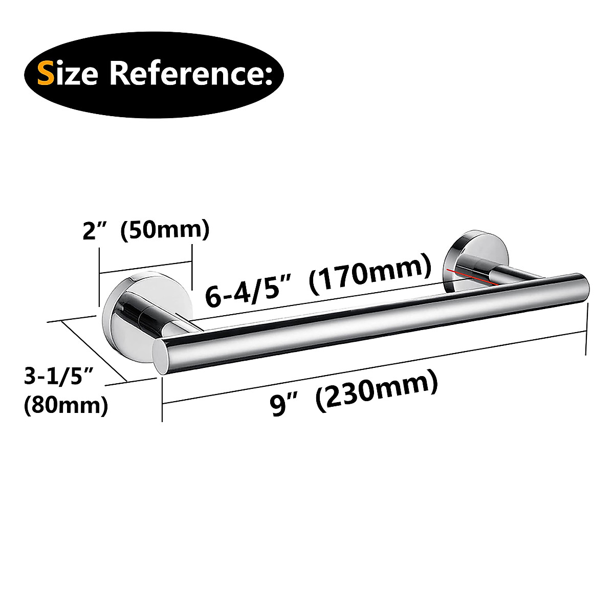 Nolimas Polished Chrome Bath Towel Bar Single Bars Towel Rack Rod Classic Wall Mounted Stainless Steel Bathroom Towel Bar Toilet Kitchen Towel Shelf Single Layer,9inch