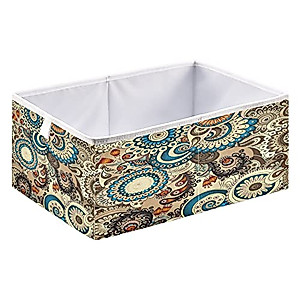 Kigai Paisley Cube Storage Bins - 11x11x11 In Large Foldable Storage Basket Fabric Storage Baskes Organizer for Toys, Books, Shelves, Closet, Home Decor