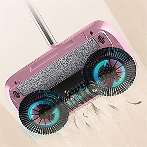 Radorock 3 in 1 Sweeper Vacuum Cleaner Hand Push Floor Cleaner,Upgrade Soft and Thick Brush + Microfiber Mop Easy to Use (Blue)