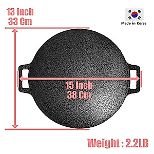 SCSP - Korean BBQ Grill Non-stick Grill Circular size 13 inches[Bag included] Made In Korea/Natural Material 6 Layer Coating/Can be used for both home and outdoor stoves.