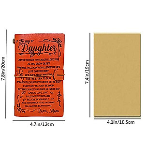 To My Daughter Leather Journal from Mom - Just Do Your Best - 7.88"x4.7"Embossed Vintage Refillable Writing Journal for Christmas,Birthdays (From Mom to Daughter)