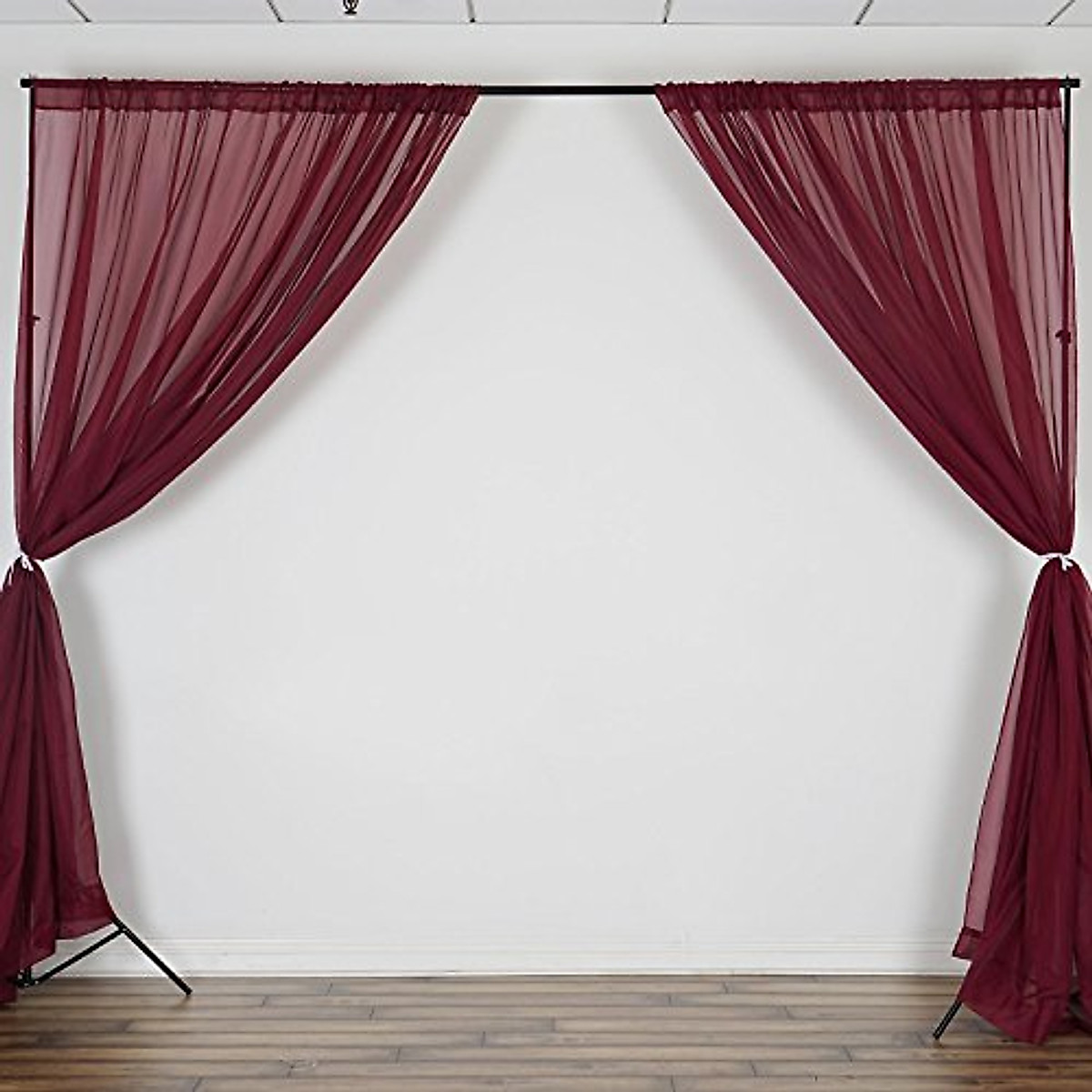 BalsaCircle 10 feet x 10 feet Burgundy Sheer Voile Backdrop Drapes Curtains 2 Panels 5x10 ft - Wedding Ceremony Home Decorations