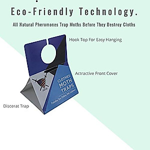 Moth Traps Closet Clothing - Clothes Moths Protection Trap with Unique Hanging Design (6 Traps)