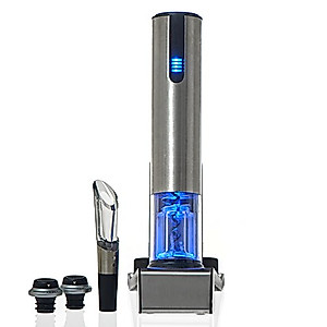 Wine Enthusiast 2-in-1 Electric Blue 1 Automatic Wine Bottle Opener and Preserver Set (7 Piece)