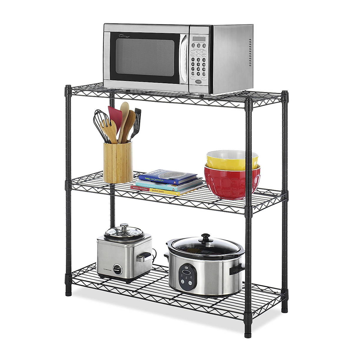 Whitmor Supreme Leveling Feet 350 Capacity Per Shelf Adjustable Shelves, 3 Tier, Black