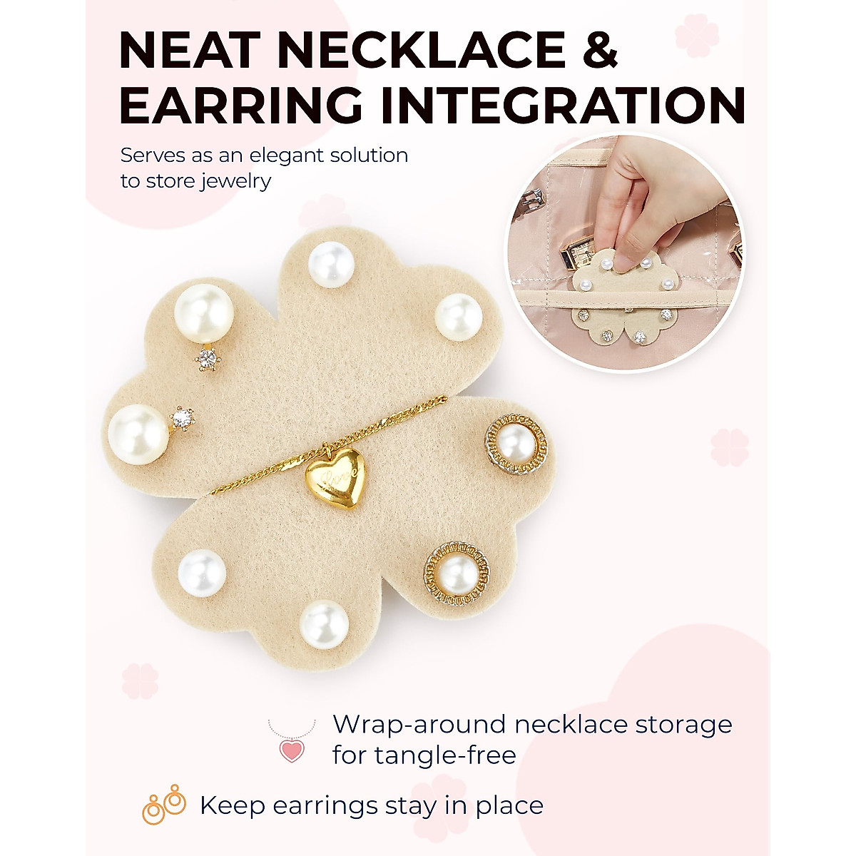 BAGSMART Hanging Jewelry Organizer Storage with Hanger Metal Hooks Double-Sided Jewelry Holder for Earrings, Necklaces, Rings on Closet, Wall, Door, 1 piece Large Black