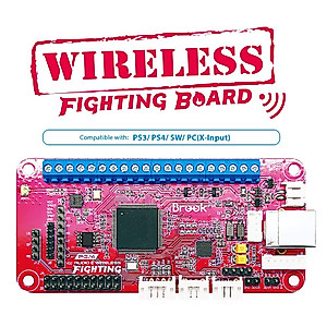 Brook Wireless Fighting Board - Pre-installed Header Version, For PS4/PS3/Switch/PC Consoles, Support 3D-VR, 3.5mm audio connector(PS4), Two analog sticks, Tournament mode, Touchpad and Turbo Function