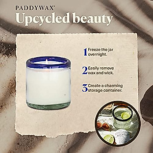 Paddywax Candles La Playa Collection, Naturally Scented Candle, 9 Ounces, Cobalt Rim - Salted Blue Agave