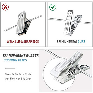 TOPIA HANGER Wooden Suit Hangers with Adjustable Metal Clips (10 Pack), Solid Smooth Wood Clothes Hangers, 360° Swivel Hook, Premium Pants Hangers for Clothes Coat, Jeans, Blouse-White,CT28W