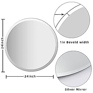 Classic 24 "x 24" Beveled Circular Mirror/Frameless Bathroom Mirror/1 "Beveled/Minimalist Style