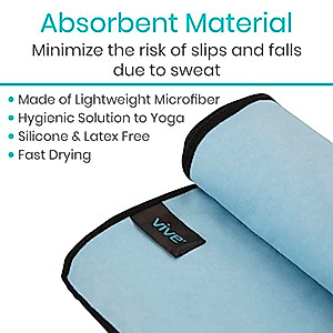 Vive Non Slip Yoga Towel & Hand Towel - Microfiber, Quick Drying, Washable, Lightweight - Non Slip Grip Hot Pilates Mat- Soft & Large Sweat Absorbent for Workouts & Safe Exercise - 24" x72"