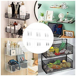 Chris.W 14 Pcs Shower Caddy Adhesive, Strong Adhesive Wall Hooks,Shower Shelf Adhesive Strips Replacement Clear Flat Hook, Waterproof, No Drilling for Bathroom Storage Shelves Kitchen Racks