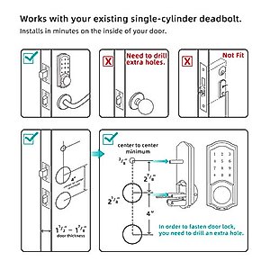 Smart Deadbolt Lock Front Door, hornbill Keyless Entry Door Lock with Keypad, Bluetooth Smart Locks Work with Alexa, Digital Code Lock for Airbnb and Vacation Rental Hosts