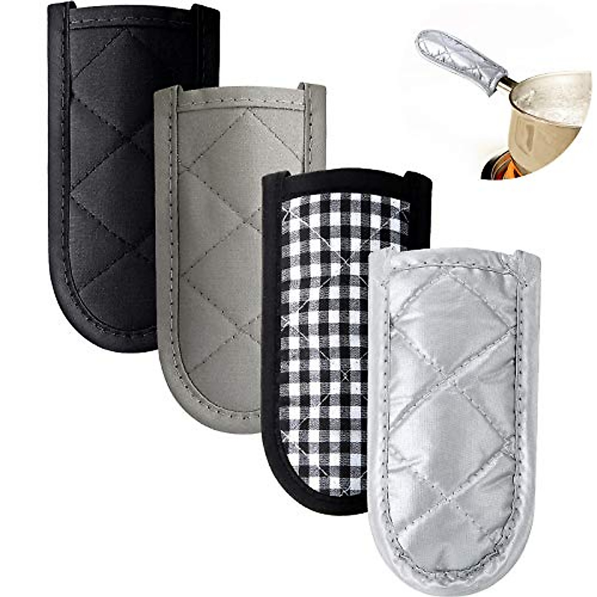 4 Pieces Hot Pan Handle Sleeves Heat Resistant Covers Non-Slip Holders for Home Kitchen Cooking Tools (Classic Styles)