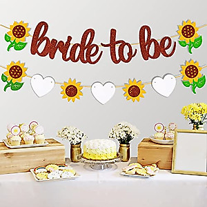 Sunflower Bridal Shower Banner Bride-to-be Sunflower Garland for Engagement Wedding Bachelorette Hen Party Supplies Glitter Gold Brown Decorations