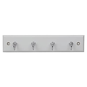 Home Basics 4 Hook Wall Mounted Key Holder Rack for Entryway, Kitchen, Bedroom – Organize Car Keys, House Keys, Small Accessories and Jewelry (White)
