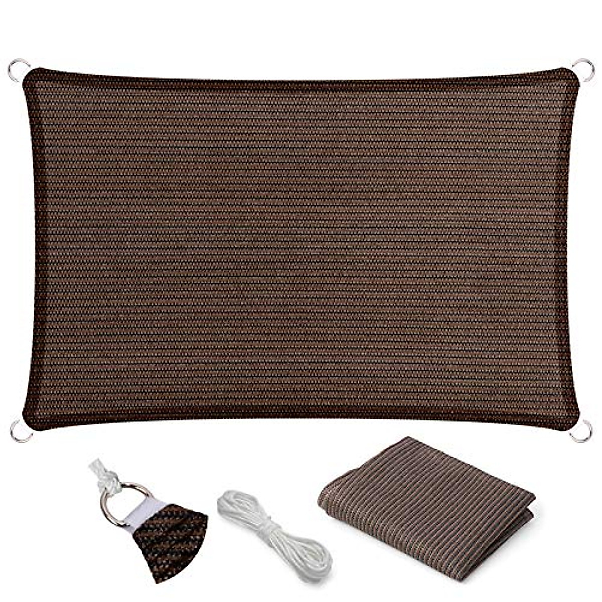 Eden's Decor Straight Flat-Edged Sun Shade Sail Rectangular 7' x 8' Brown UV-Blocking Outdoor Canopy Fabric Cloth Awning for Pergola Patio Garden Backyard Custom Size